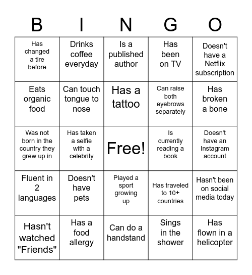 Icebreaker Bingo Card Icebreaker Bingo Card