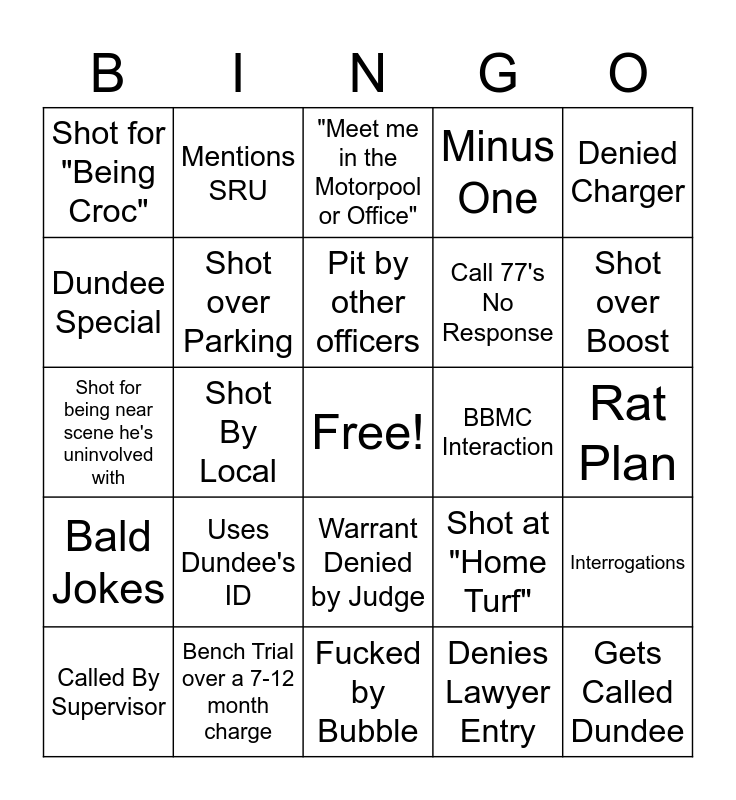 Crocodile Steve Bingo Card