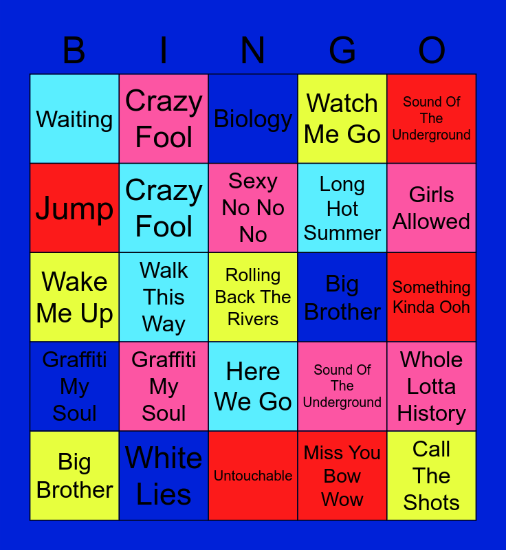 Andy - Sound Of The Underground Bingo Card