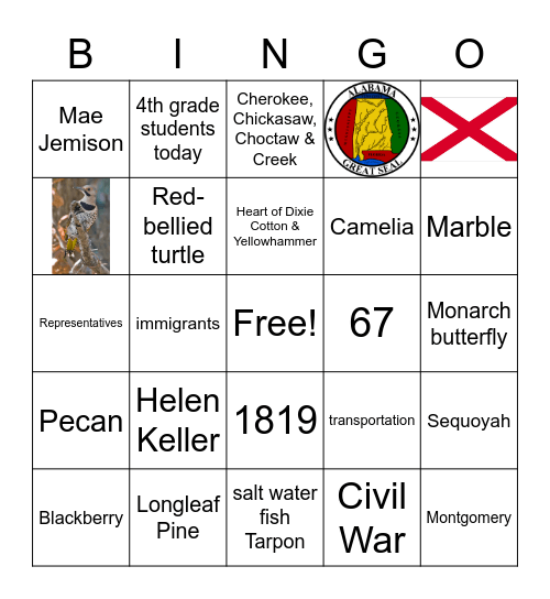 Alabama Bingo Card