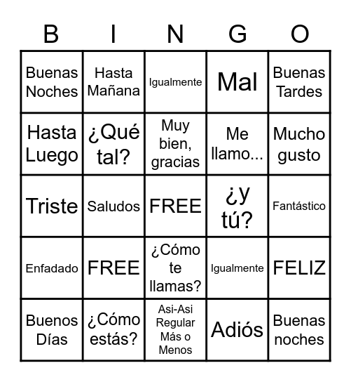 SALUDOS Bingo Card