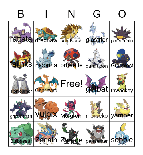 Avraham's Pokeman Birthday Bingo Card
