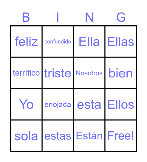 ¿cómo estas? Bingo Card