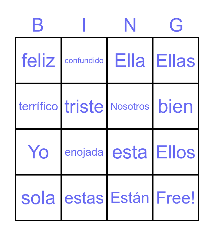 ¿cómo estas? Bingo Card