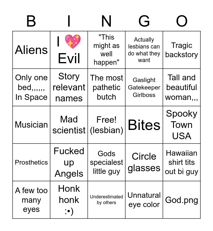 Neo style OC Generator Bingo Card