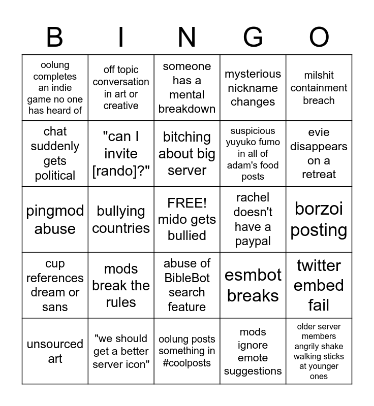 keiki's hideout Bingo Card