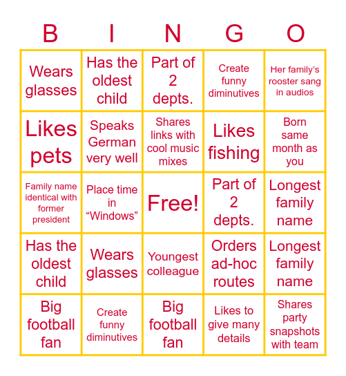 HUMAN BINGO Card