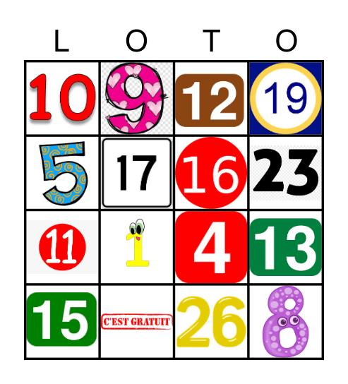 Numbers 1-30 Bingo Card