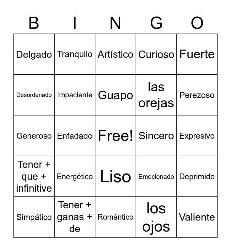 Mi Identidad Bingo Card