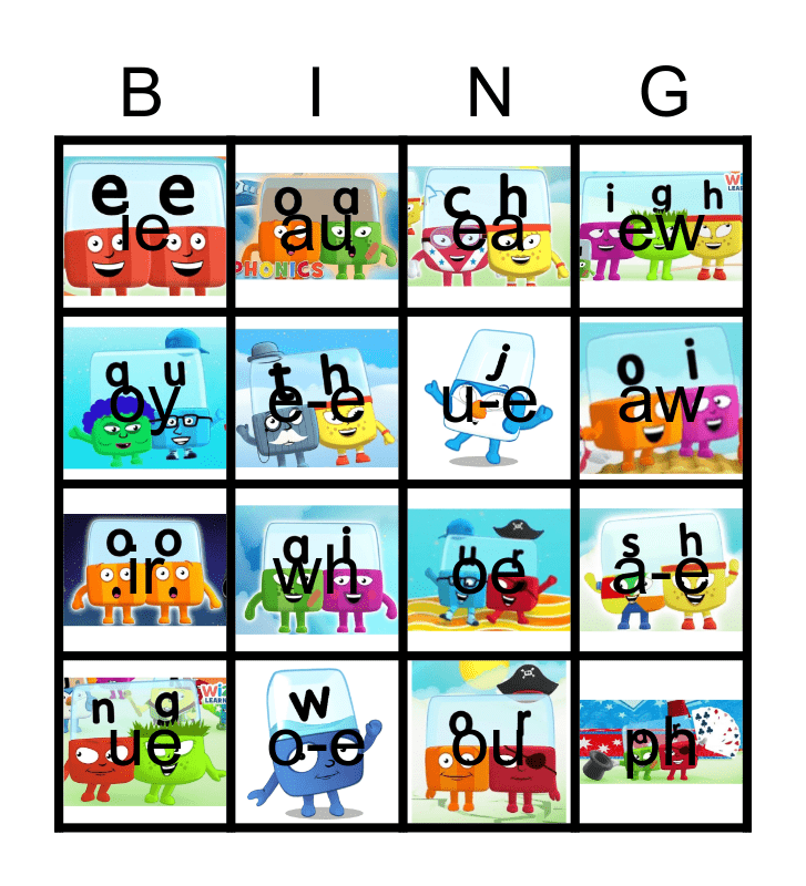 Alphablocks Bingo Phase 3 Bingo Card