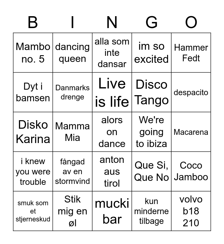 Musik BINGO Card