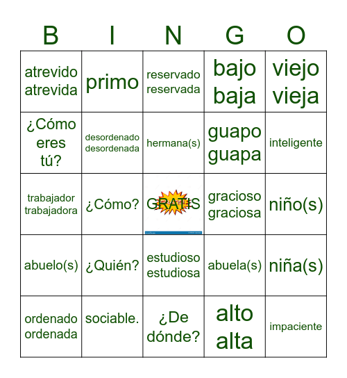 Español 2 Auténtico Para Empezar Bingo Card