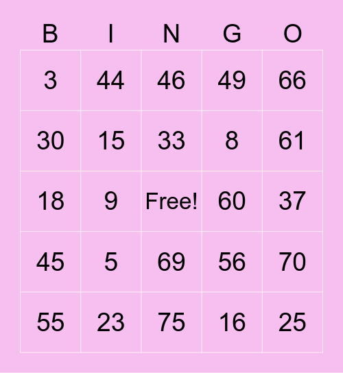 Untitled Bingo Card