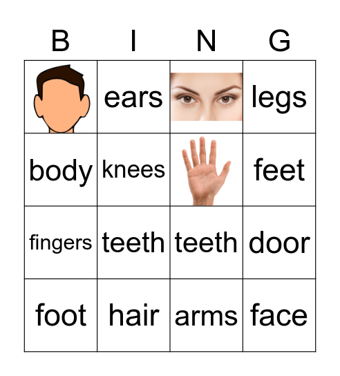 Parts of the body Bingo Card