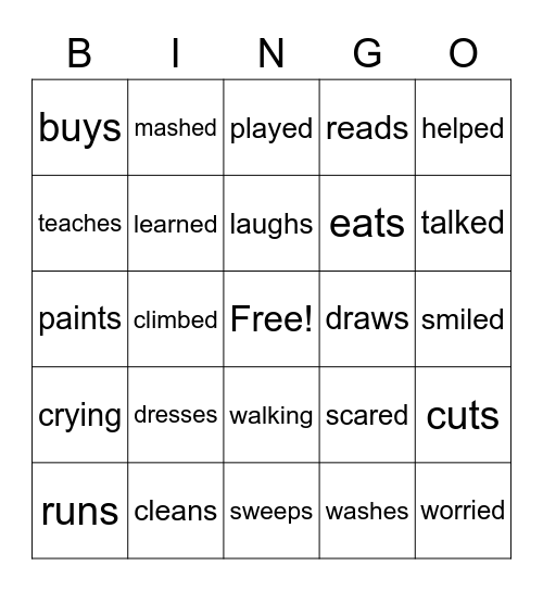 Root Word Bingo Card