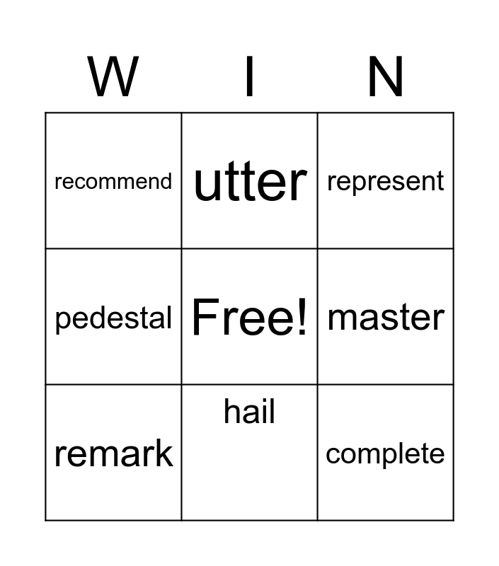 Wordly Wise Lesson 1 Bingo Card