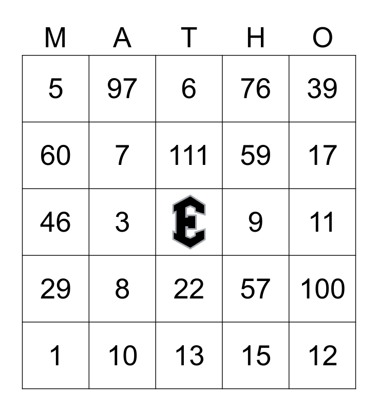 WARRIOR MATHO Bingo Card