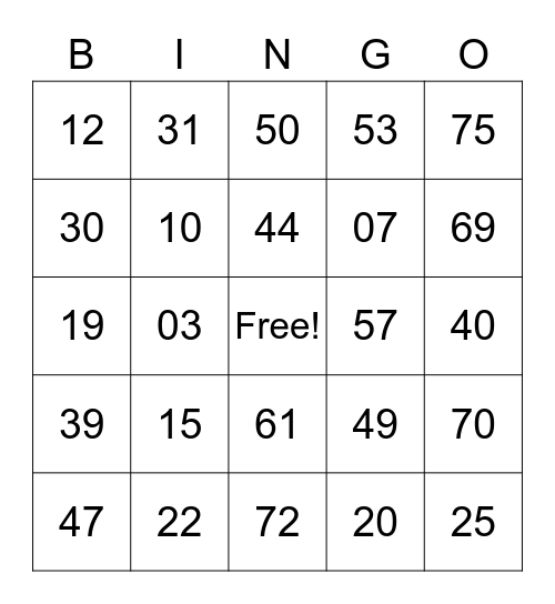 Blackout Bingo Card
