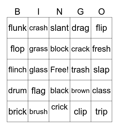 l and r blends Bingo Card