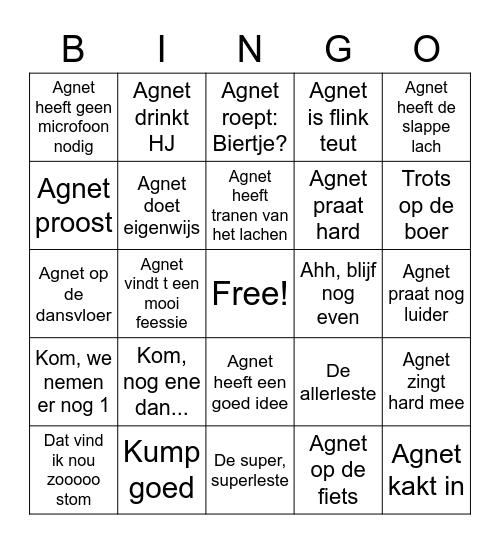 Agnet 50: Typisch Agnet BINGO Card