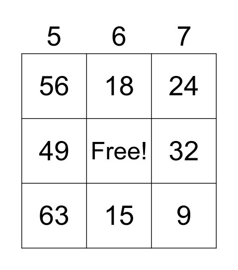 Tabliczka Bingo Card