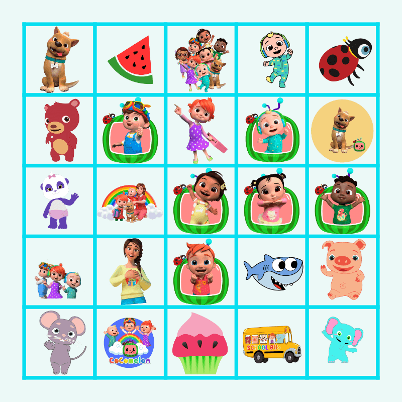 Cocomelon Bingo Card
