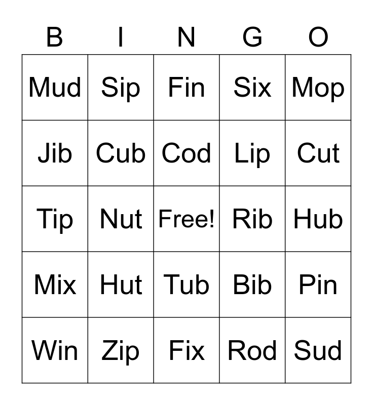 Beginner 2 Bingo Card