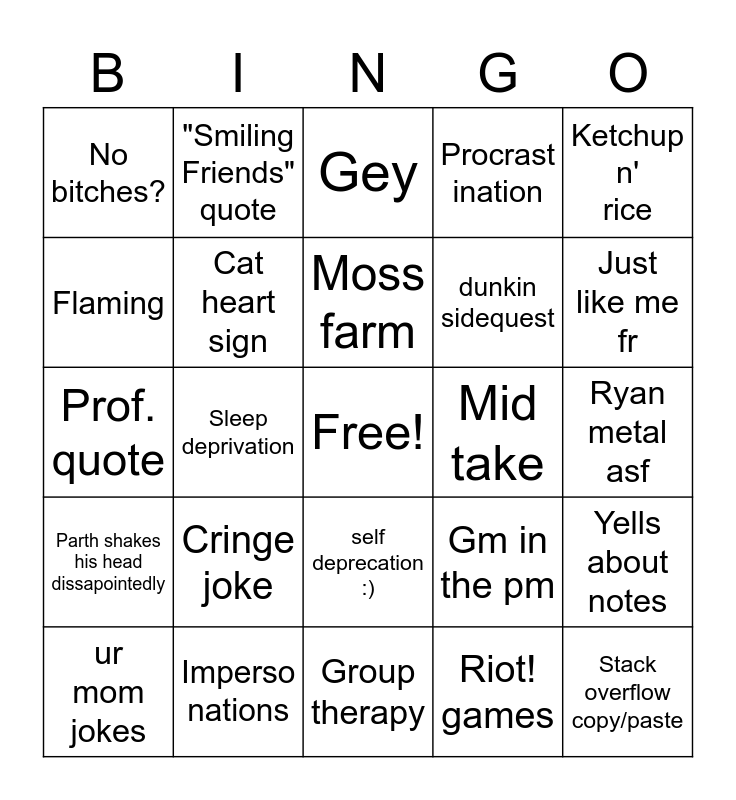 arsonist bingo pog Bingo Card