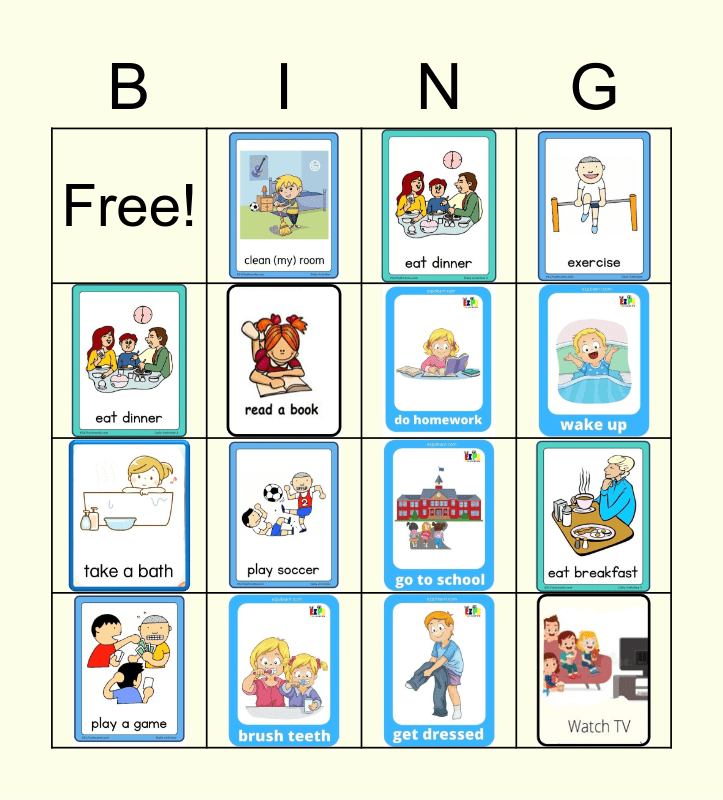 Daily Routine Bingo Card