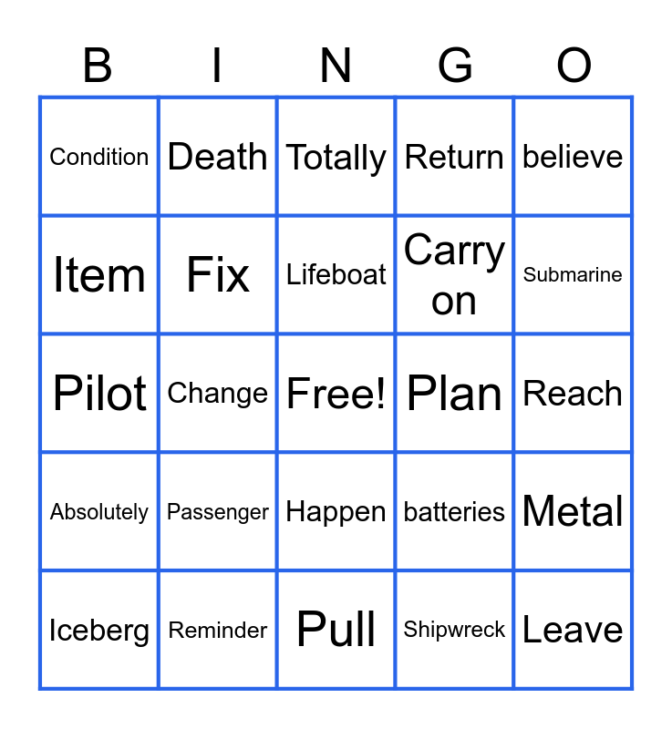 Vocabulary (Unit 4A-4B) Bingo Card