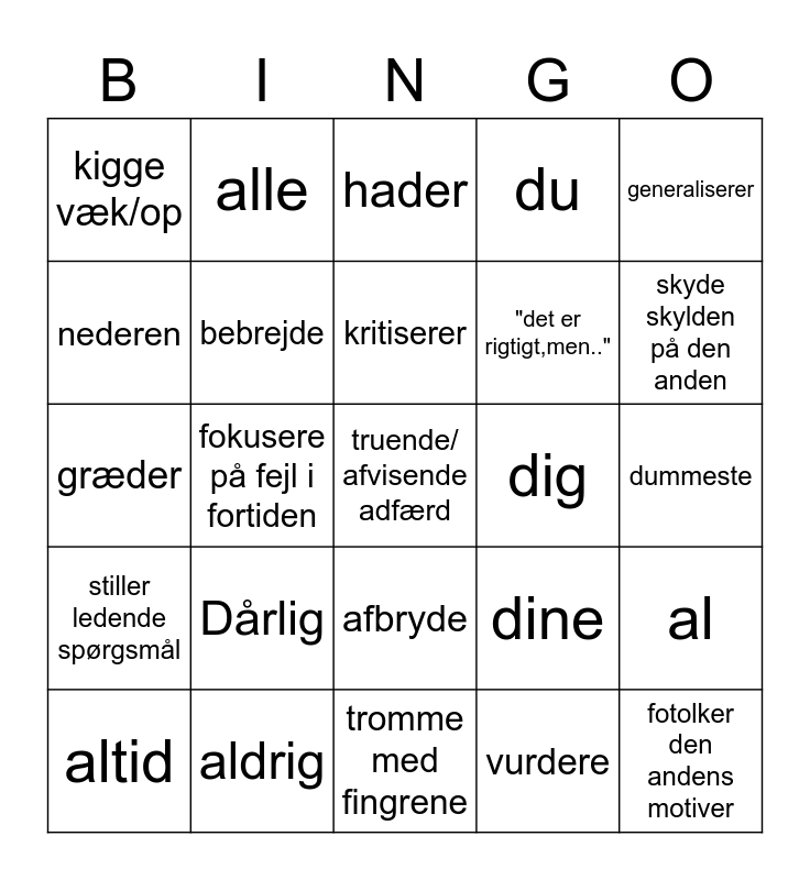 ulvesprogsBingo Card