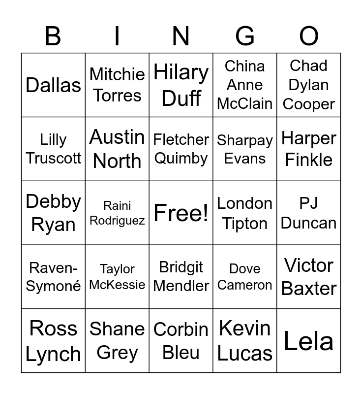 Round 5: Characters and Actors Bingo Card