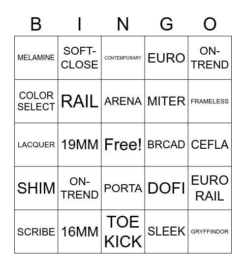 BELLMONT CABINET COMPANY Bingo Card