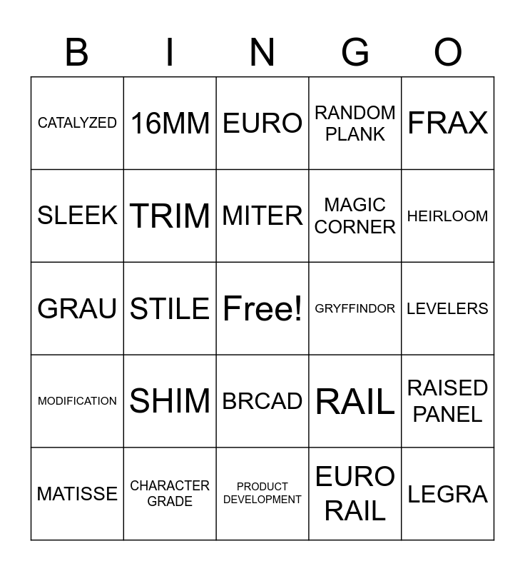 BELLMONT CABINET COMPANY Bingo Card