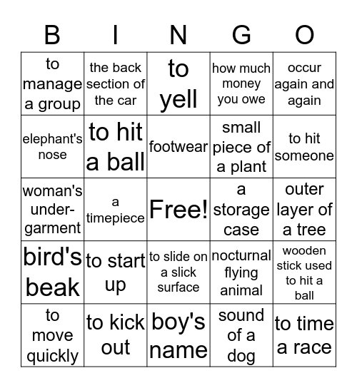 Multiple Meanings 1 Bingo Card Multiple Meanings 1 Bingo Card