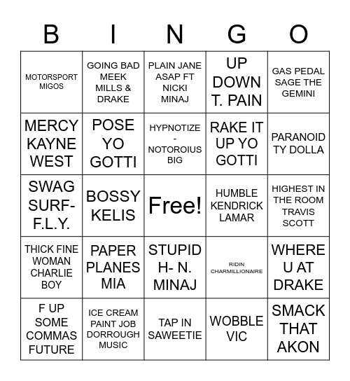 HIPHOP BINGO Card