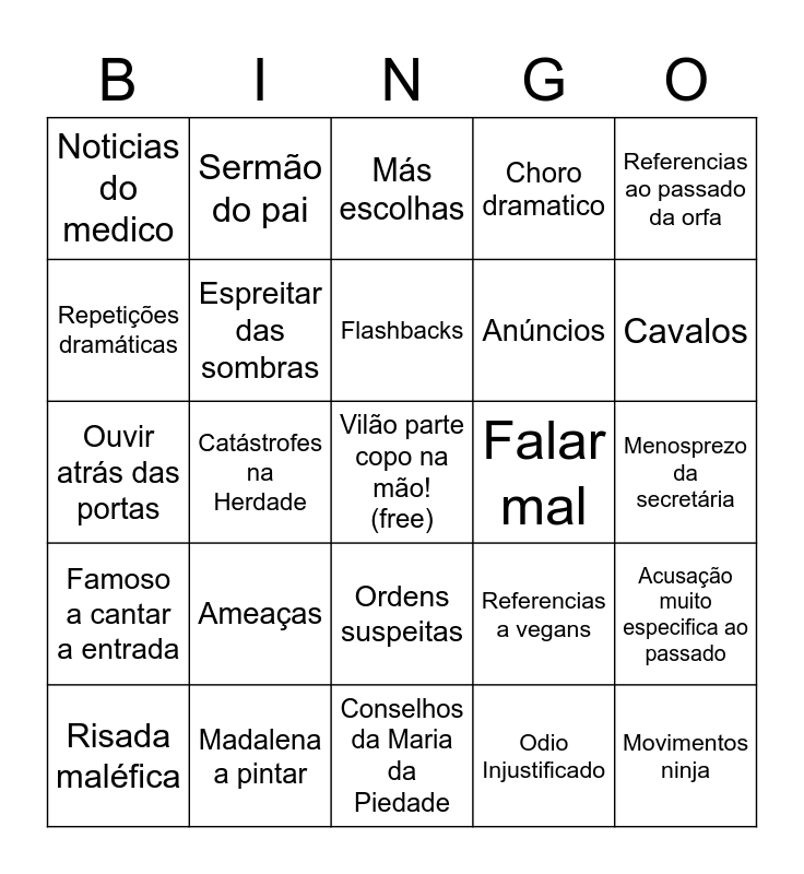 Pôr do Sol Bingo Card