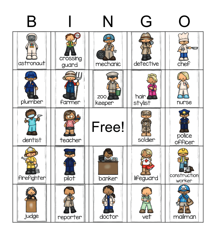 Community Helper BINGO Card