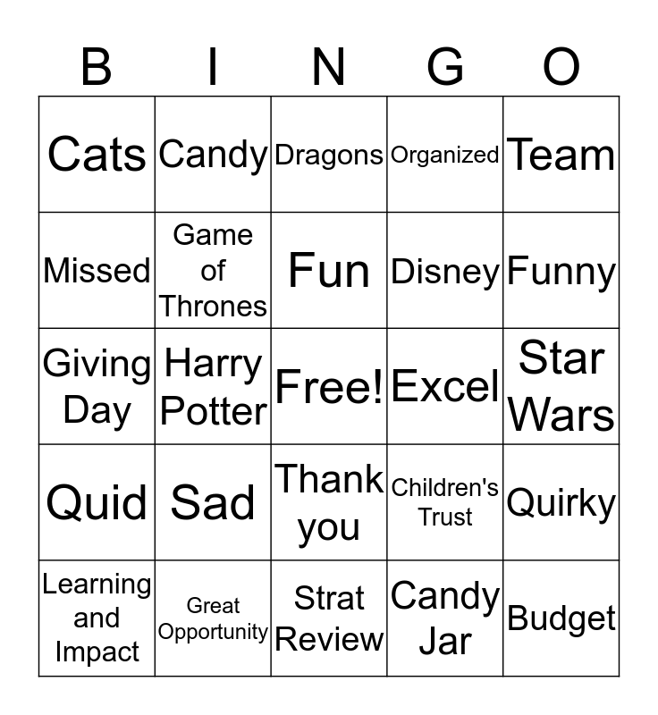 Anna's Going Away Bingo Card
