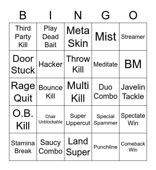 RumbeVerse Bingo Card