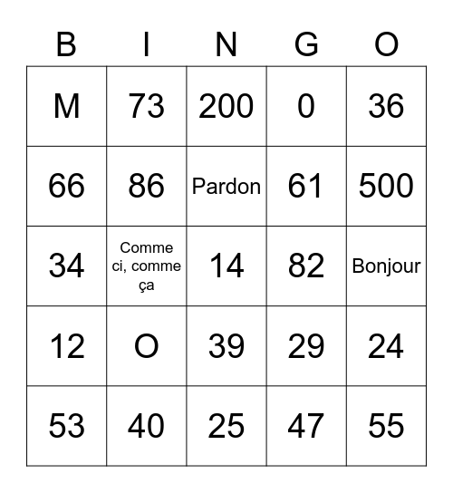 Bingo des Chiffres et des Lettres Bingo Card