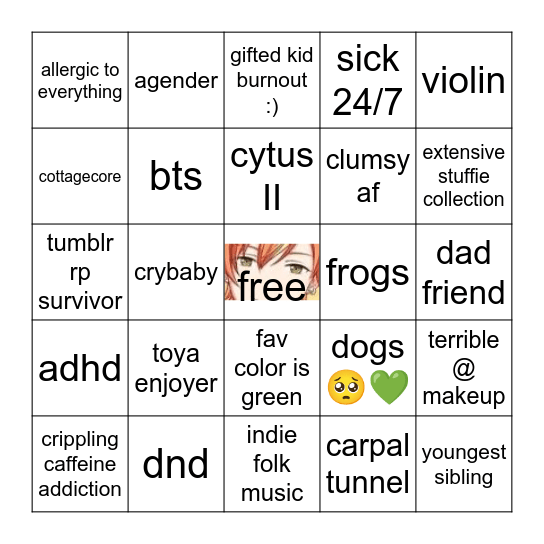 bones kinnie bingo Card