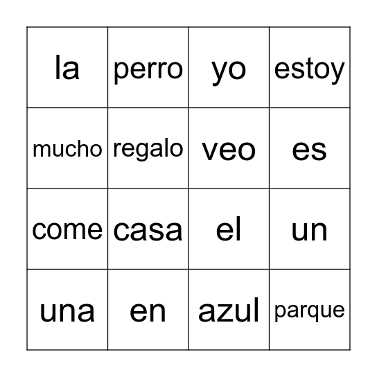 Oraciones Revueltas Bingo Card