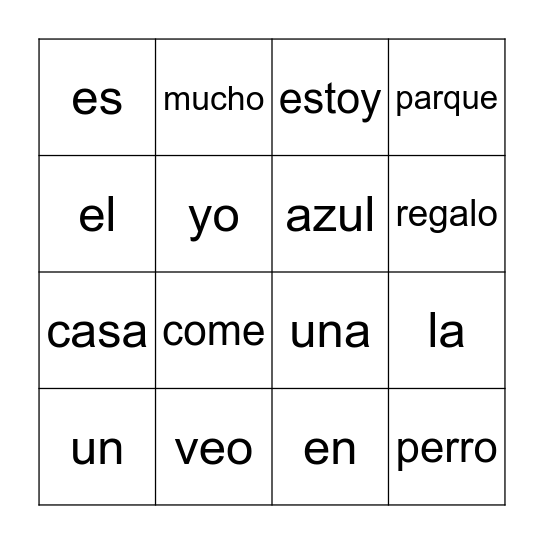 Oraciones Revueltas Bingo Card