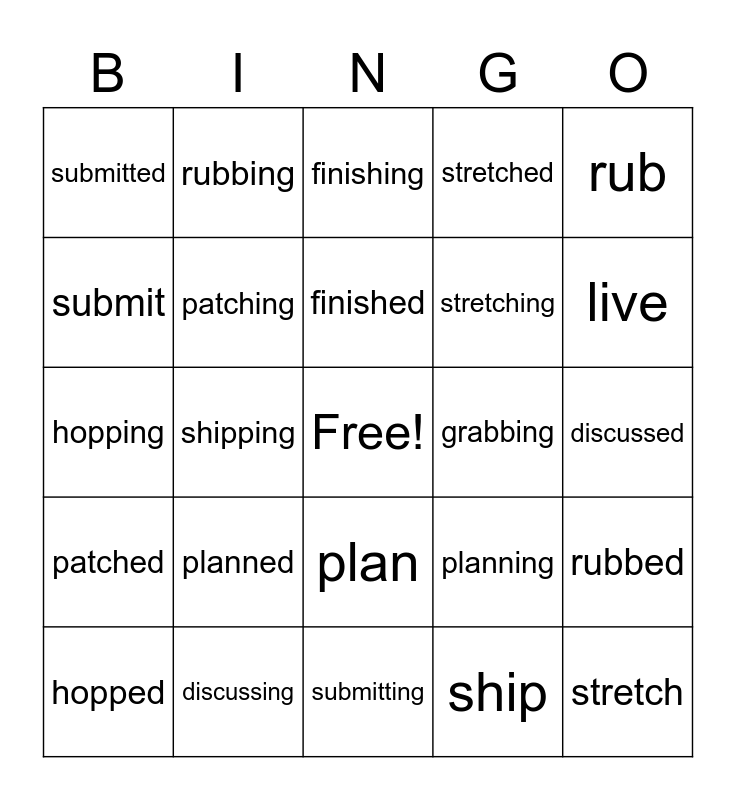 Unit 2 Lesson 5 Spelling Lists Bingo Card