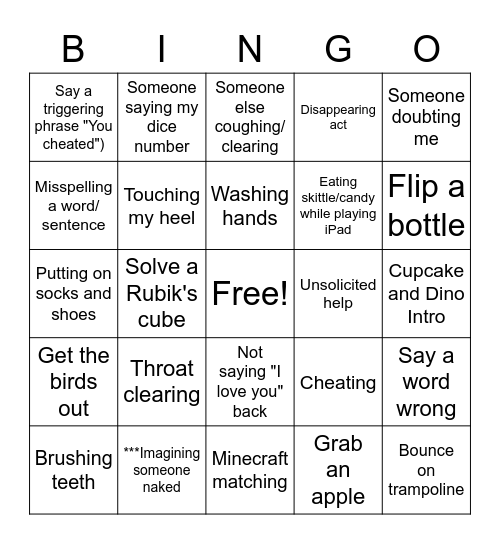 OCD Slayer's ERP Bingo Card