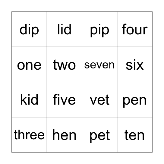 Head To Toe Bingo Card