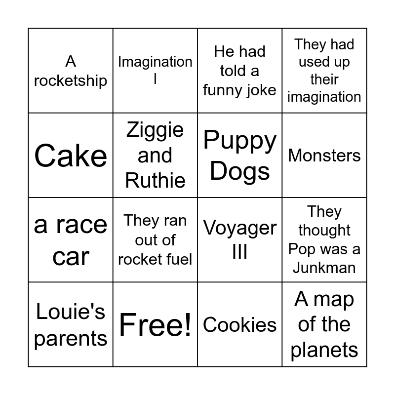 Regards to the Man in the Moon Bingo Card