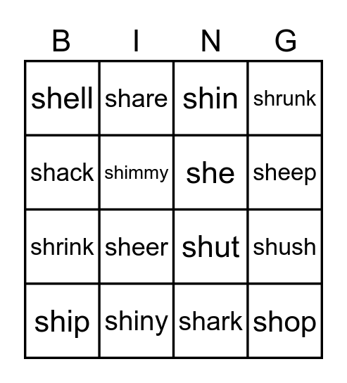 sh Bingo Card