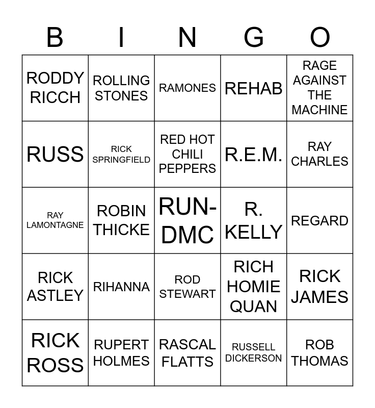 R Bingo Card